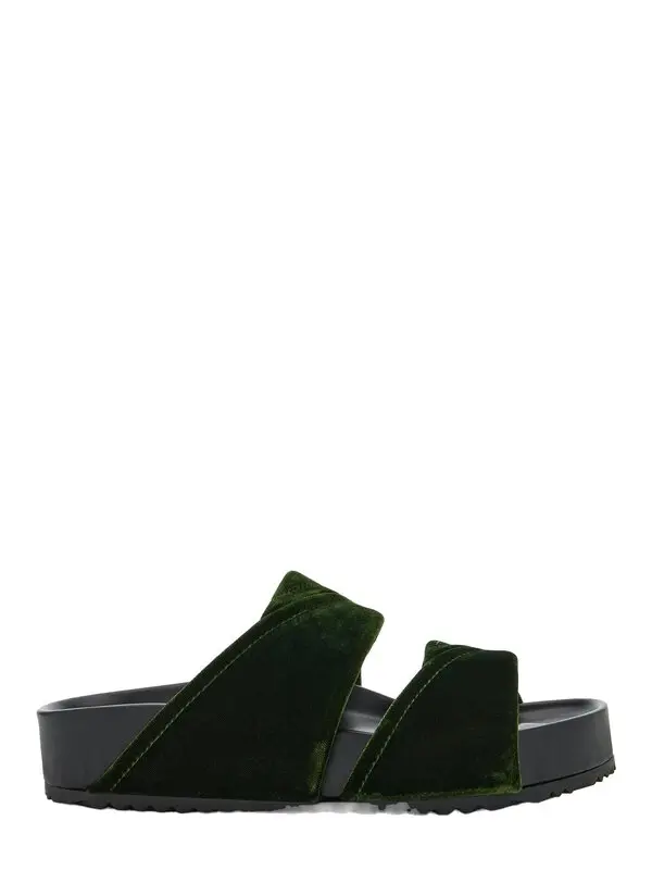 Dries Van Noten Velvet Slide Sandals - Olive