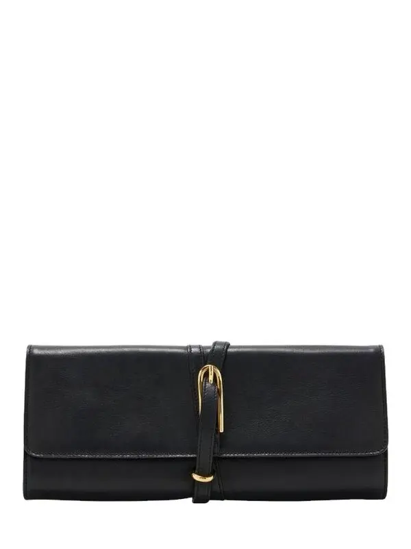 LIFFNER Little Lady Belted Leather Clutch - Black