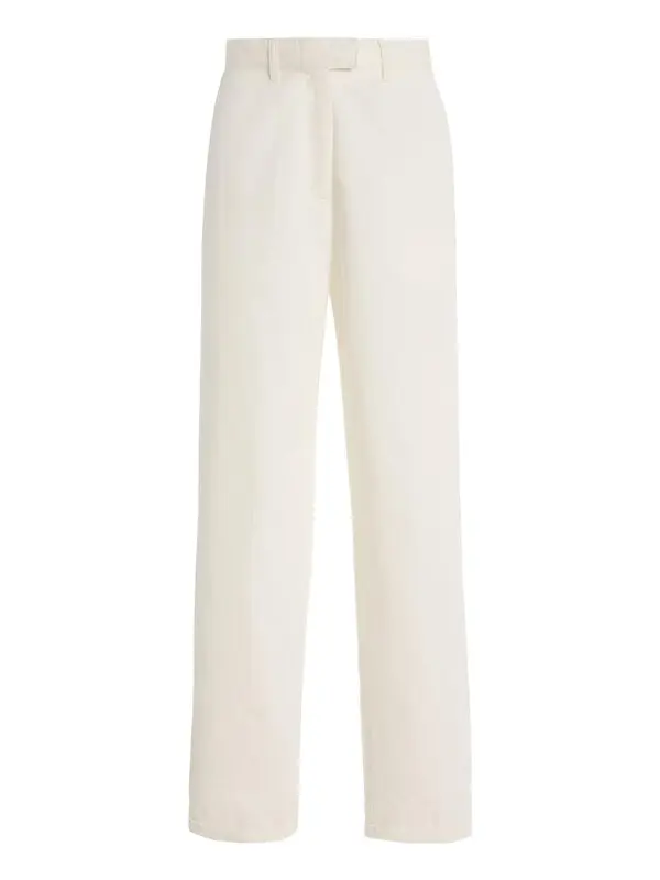 THE ROW Neriah Cotton-blend Straight-leg Pants - White