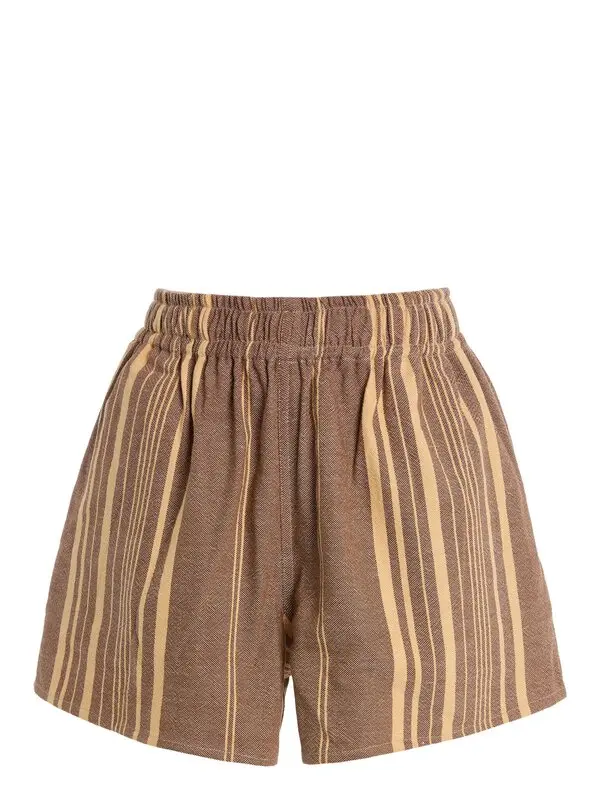 MARRAKSHI LIFE Striped High-rise Shorts - Brown