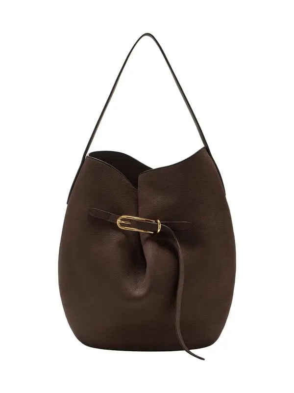 LIFFNER Large Belted Leather Bucket Bag - Brown
