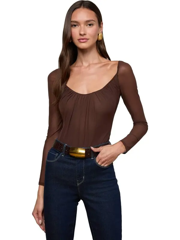 L'Agence Gwendolyn Mesh Bodysuit - Chocolate