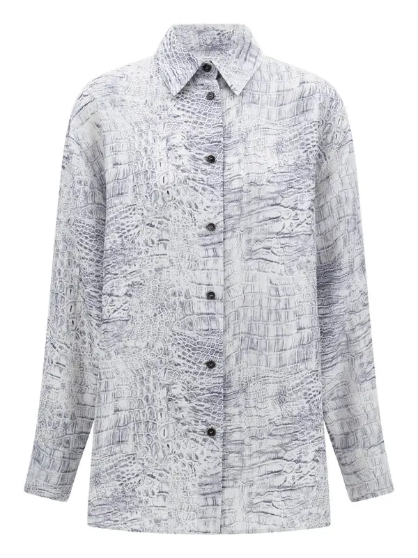 FERRAGAMO Georgette Shirt With Floral Print - Blue
