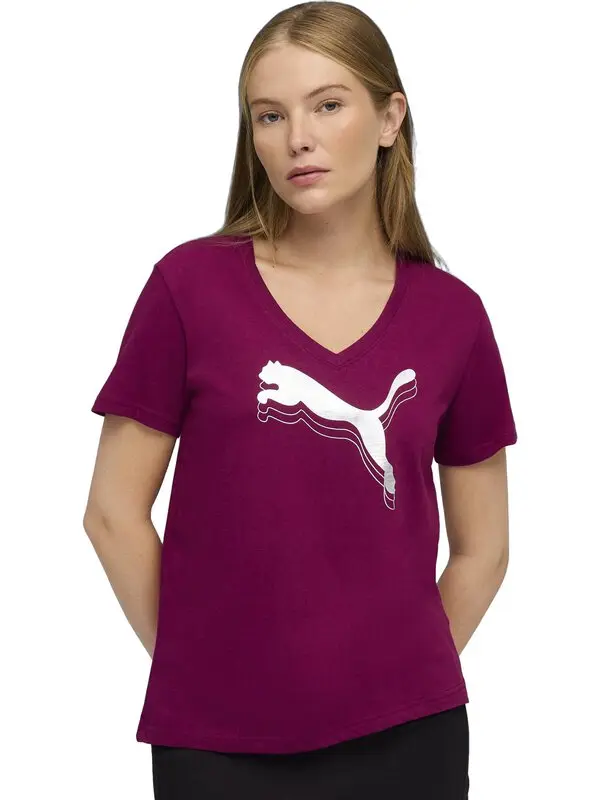 PUMA Essentials Metallic V-neck T-shirt - Pink