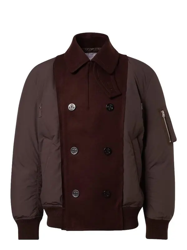 Sacai Wool Puffer Jacket - Brown