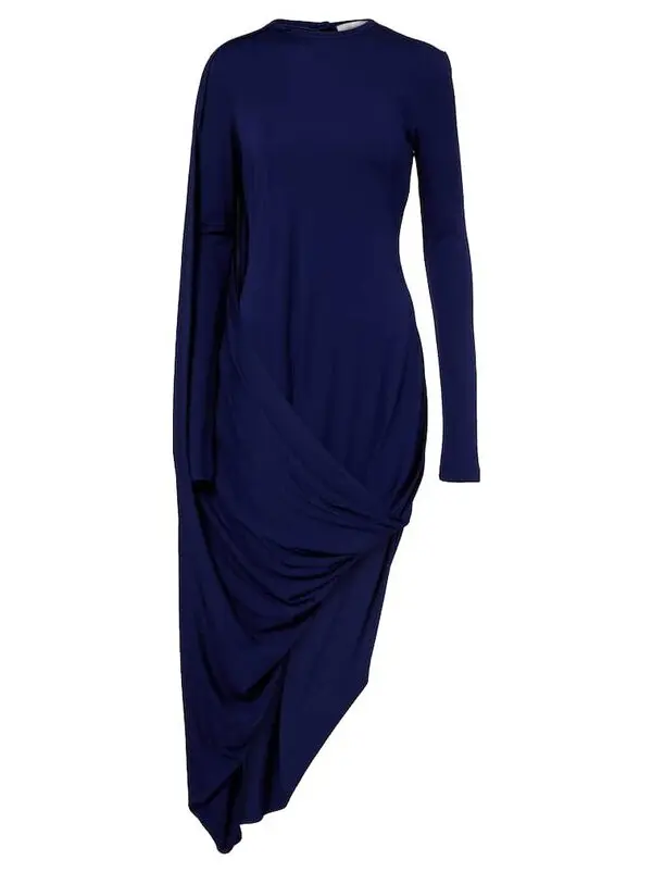 Sportmax Ariete 1234 Draped Jersey Maxi Dress - Purple