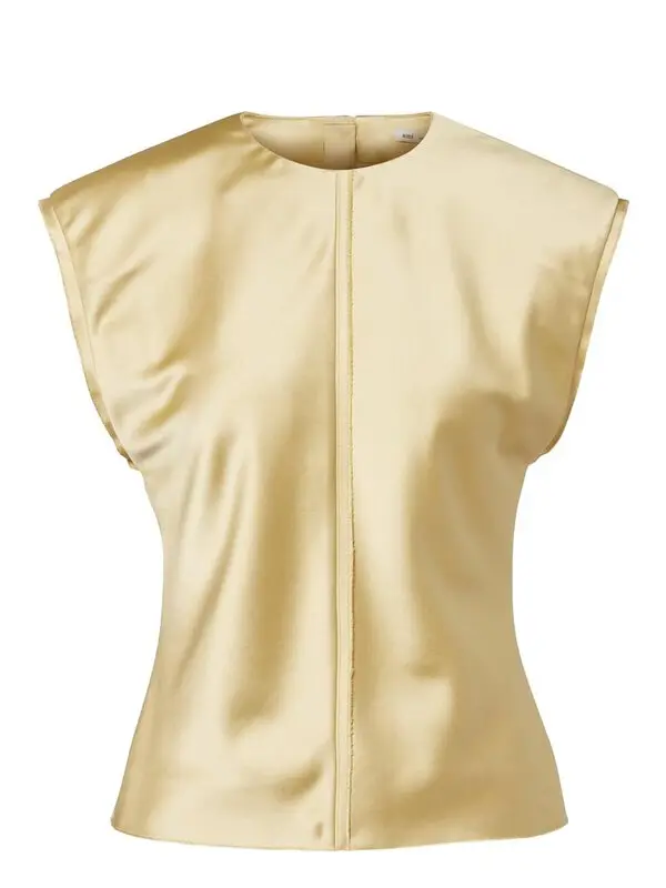 Ami Satin Sleeveless Top - Yellow