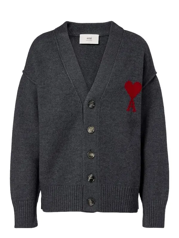 Ami De Cœur Virgin Wool Cardigan - Grey