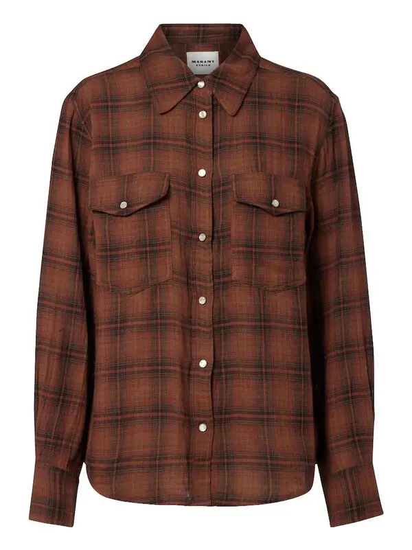 MARANT ETOILE Yalisa Plaid Flannel Shirt - Brown