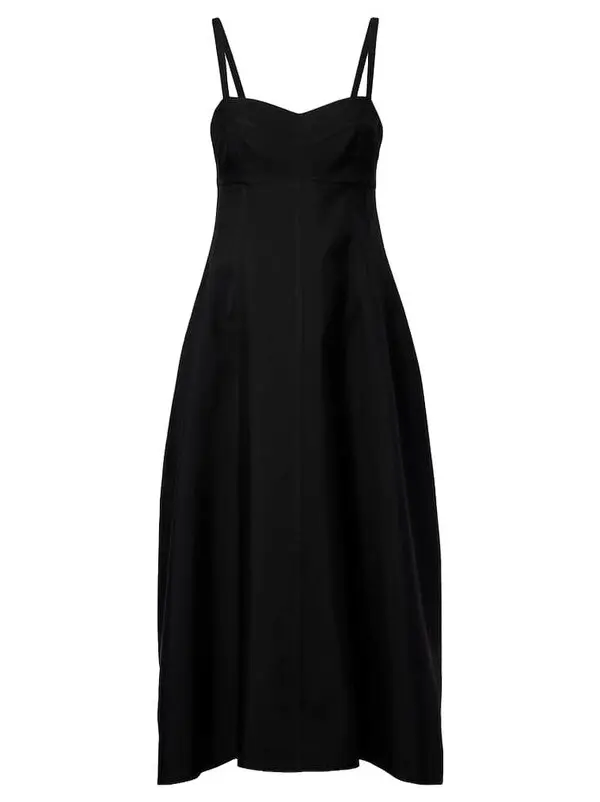 JIL SANDER Gabardine Midi Dress - Black