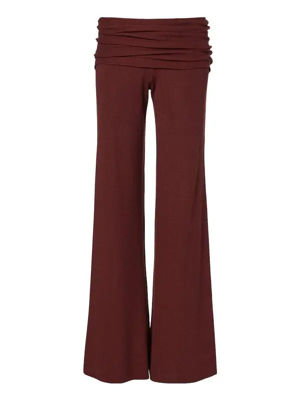 AYA MUSE Silk-blend Wide-leg Pants - Burgundy