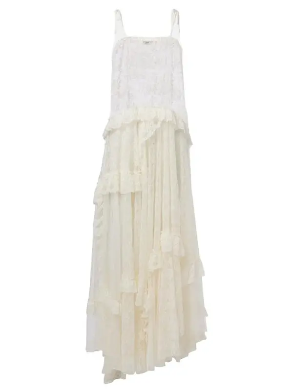 Chloé Ruffled Lace Maxi Dress - White