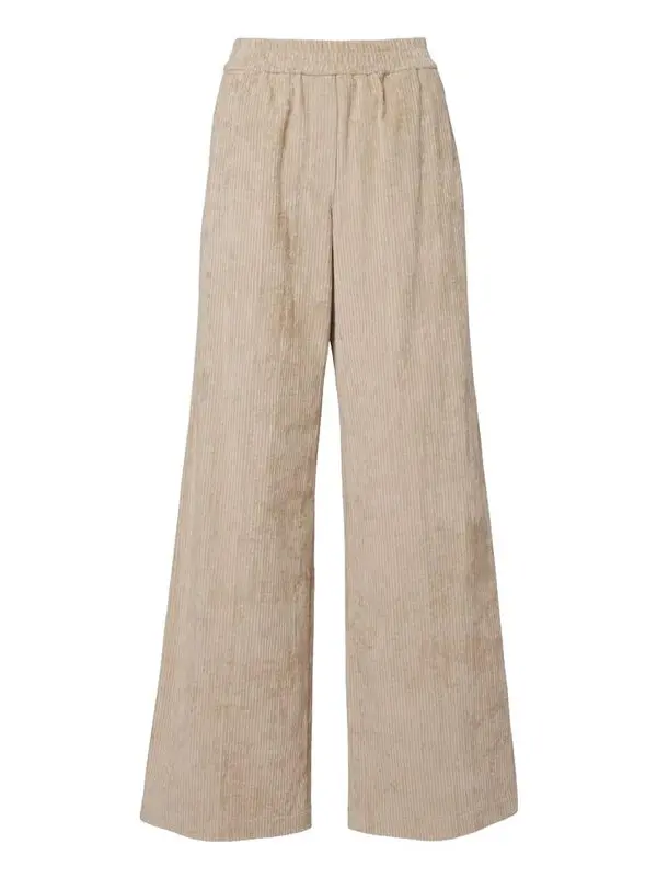 Brunello Cucinelli High-rise Wide-leg Corduroy Pants - Beige
