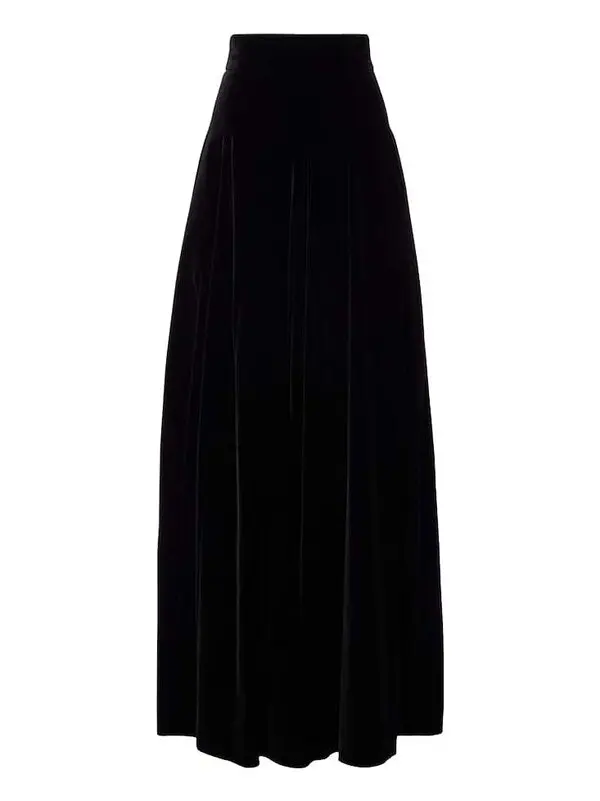 Max Mara Cotton Velvet Maxi Skirt - Black