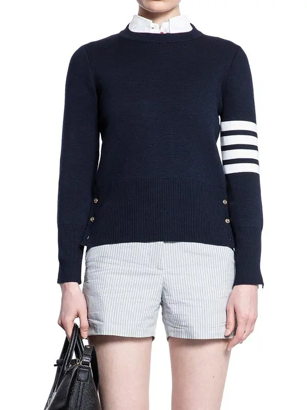 Thom Browne Milano Stitch Crew Neck Pullover - Blue