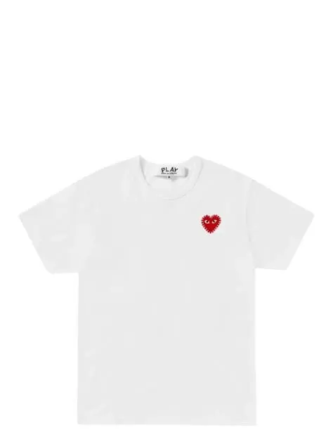 Play Comme Des Garcon Heart Rhinestone P1t801 T-shirt - White