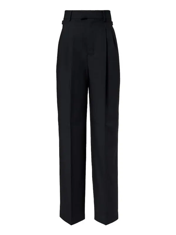AMI Paris High-rise Virgin Wool Twill Pants - Grey