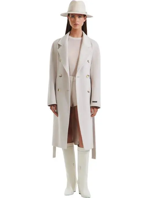 Rudsak Belted Wool-cashmere Blend Coat - White
