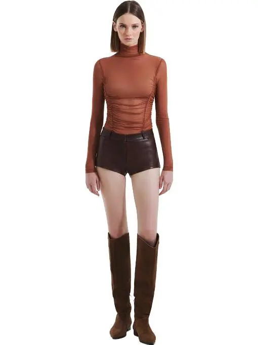 Rudsak Kennedy Leather Hot Shorts - Brown