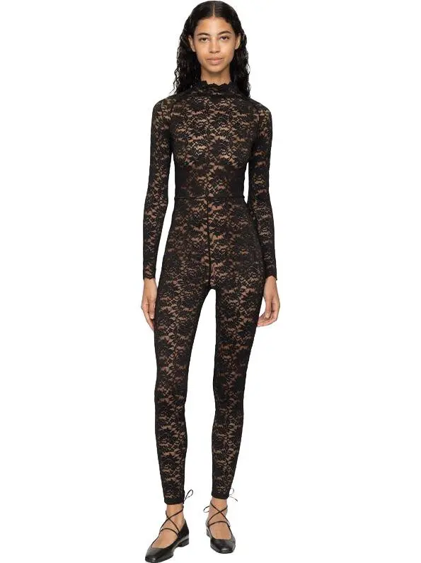 Sea Lilian Lace Catsuit - Black