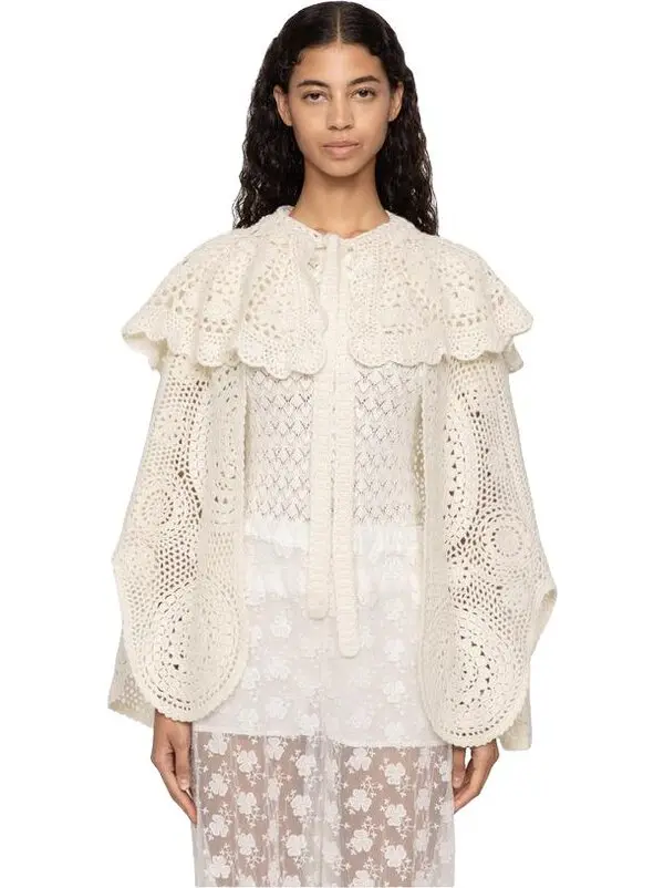 Sea Nara Crochet Cape - White