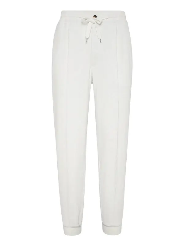 Brunello Cucinelli Cotton-cashmere-blend Crête Sweatpants - White