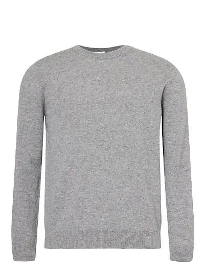 Sunspel Brushed Cashmere Knitted Jumper - Grey Melange
