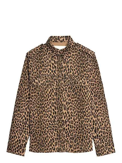 Zadig&Voltaire Leopard-print Chest-pocket Denim Shirt - Daim