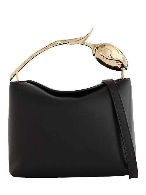 Erdem Bloom Mini Leather Top Handle Bag - Black