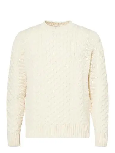 Sunspel Cable Knit Wool Jumper - Ecru