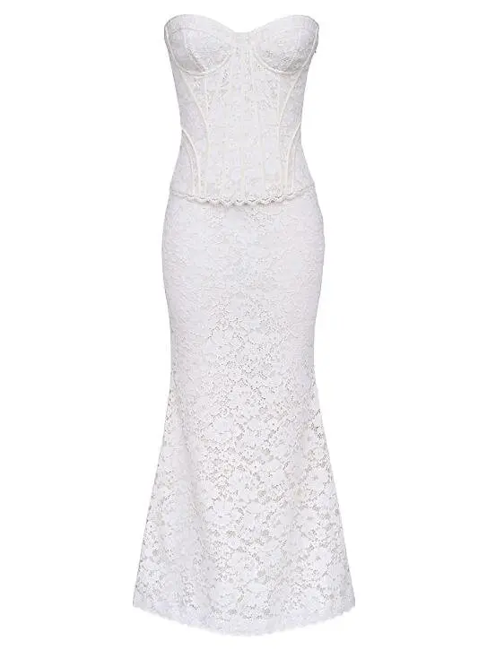 House Of Cb Solaine Corded Lace Maxi Dress - Ivory