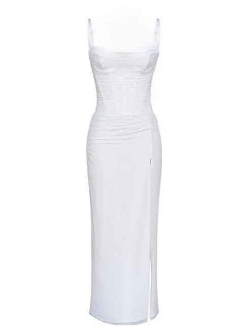 House Of Cb Bodycon Stretch-mesh Maxi Dress - White