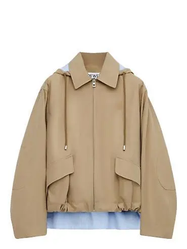 Loewe Brand-embroidered Hooded Jacket - Beige