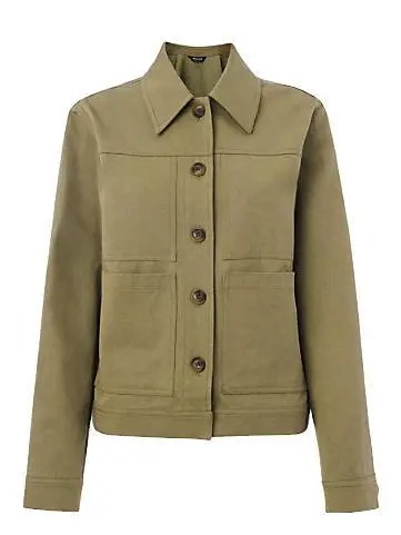 Whistles Four-pocket Cotton-blend Jacket - Khaki/olive