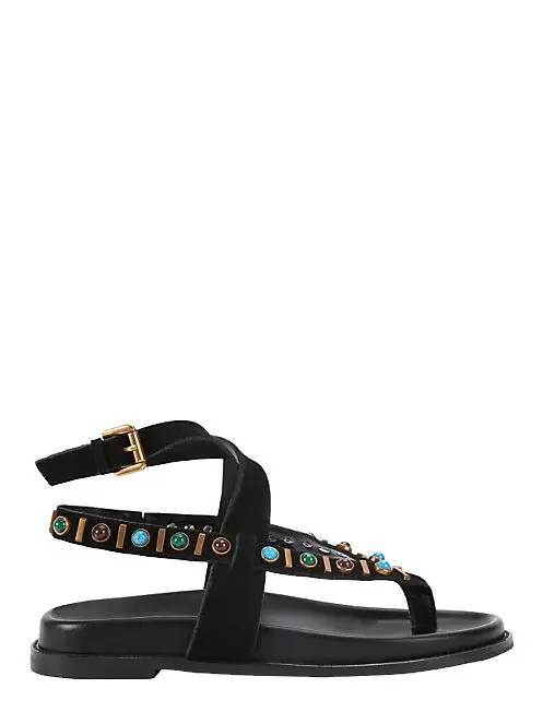 Kurt Geiger Ronny Flat Suede Sandals - Black