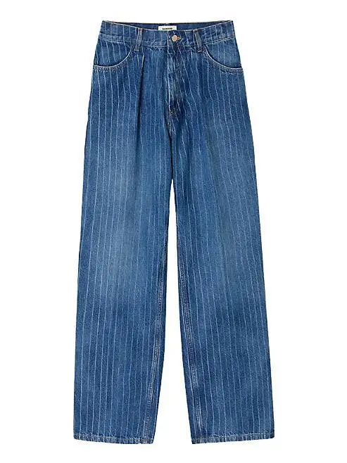 Sandro Wide-leg Stripe Denim Jeans - Blue Jean