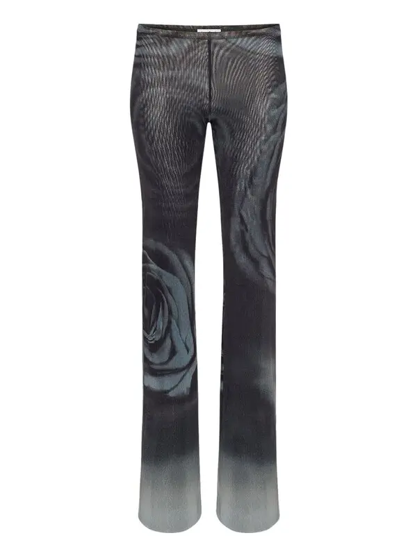 Jean Paul Gaultier Printed Mesh Straight Trouser - Black