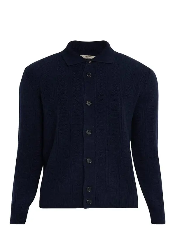 Fioroni Textured Cashmere Cardigan - Navy Unita