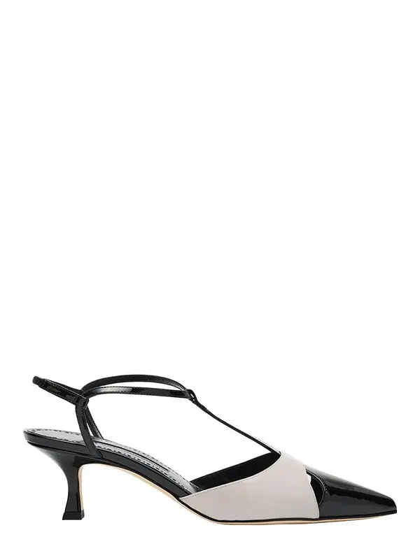 Manolo Blahnik Turgimod Bicolor Patent Leather T-strap Pumps - Black/white