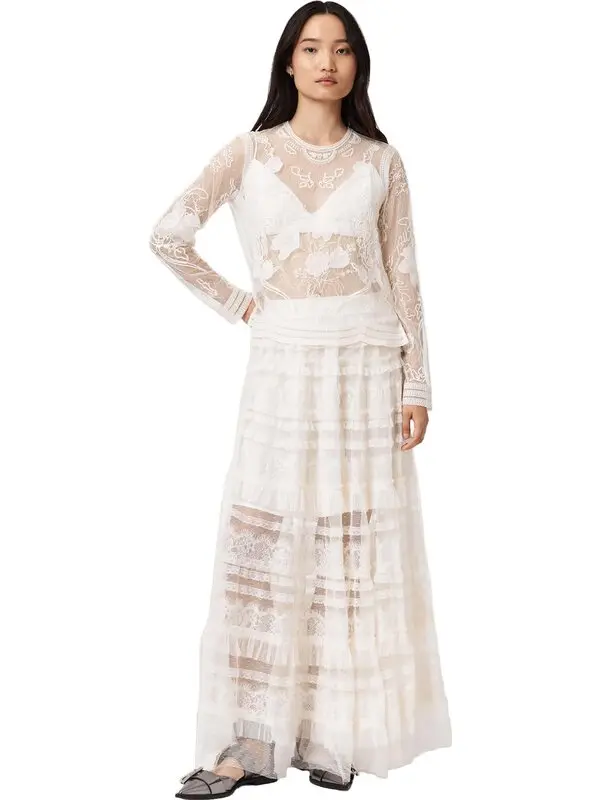 ALLSAINTS Arlea Tulle Maxi Skirt - Antique White