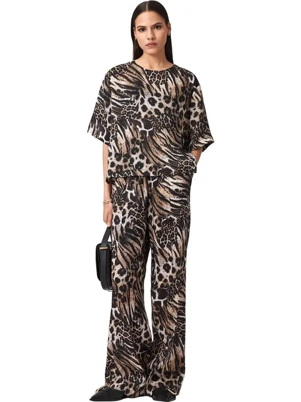 ALLSAINTS Charli Linen Blend Pants - Brown