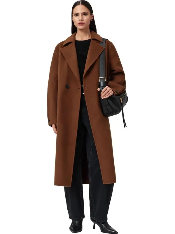 ALLSAINTS Sellma Double Breasted Coat - Brown