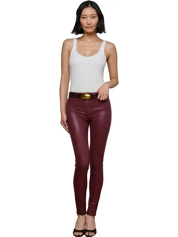 L'Agence Marguerite Coated Skinny Jean - Dark Port Coated
