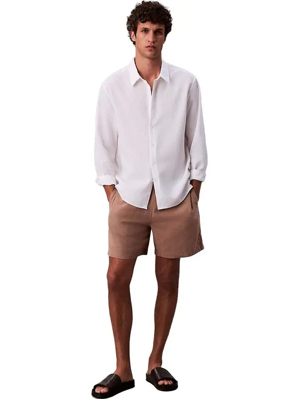 Calvin Klein Linen-cotton Pull-on Shorts - Pistachio Shell