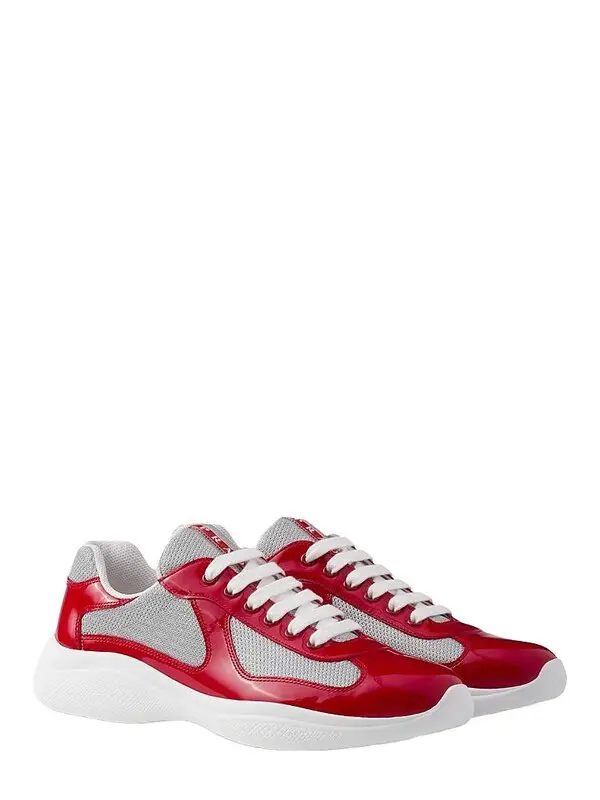 Prada Patent Leather And Technical Fabric America's Cup Sneakers - Red