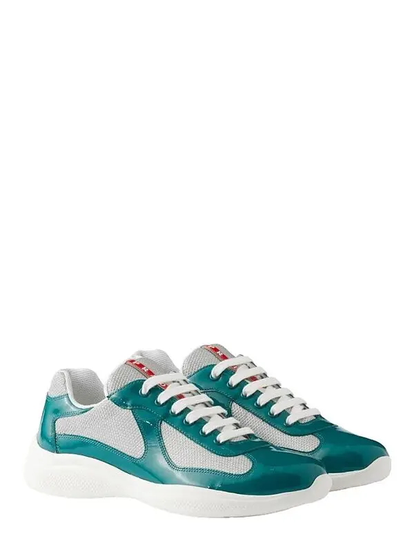 Prada Patent Leather And Technical Fabric America's Cup Sneakers - Light Green