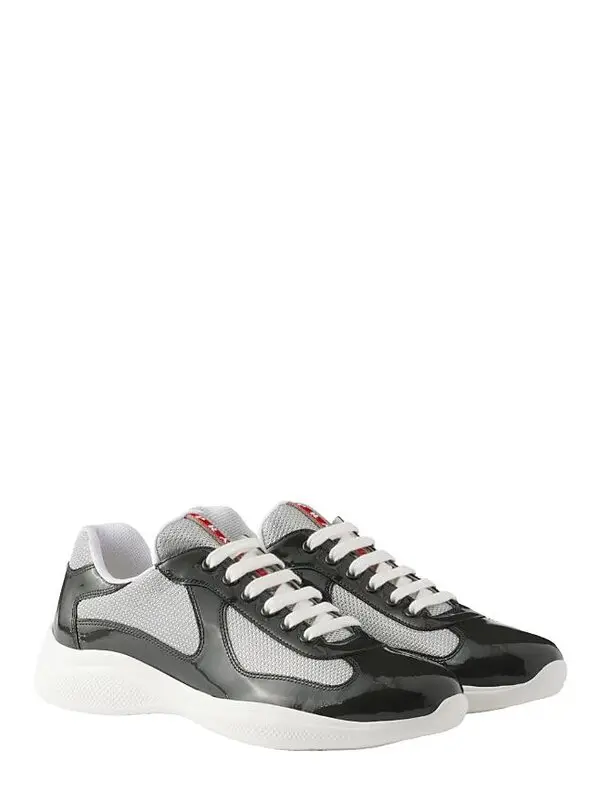 Prada Patent Leather And Technical Fabric Sneakers - Dark Grey
