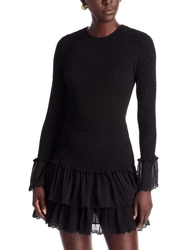 Michael Kors Smocked Mini Dress - Black