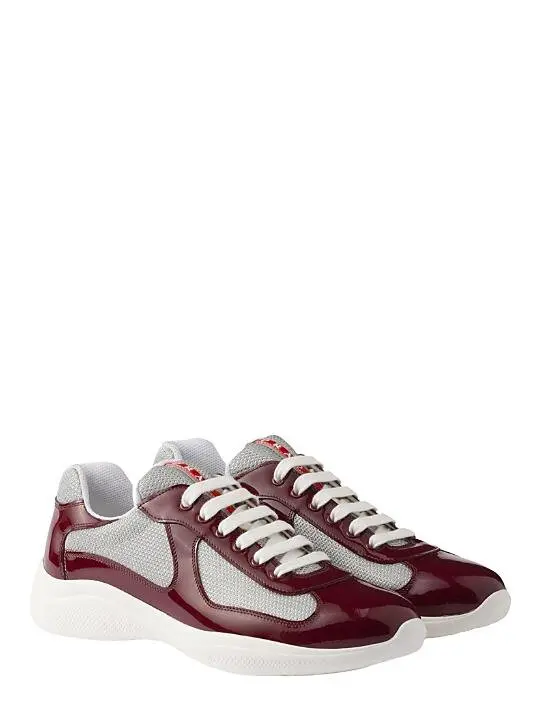 Prada Patent Leather And Technical Fabric America's Cup Sneakers - Burgundy