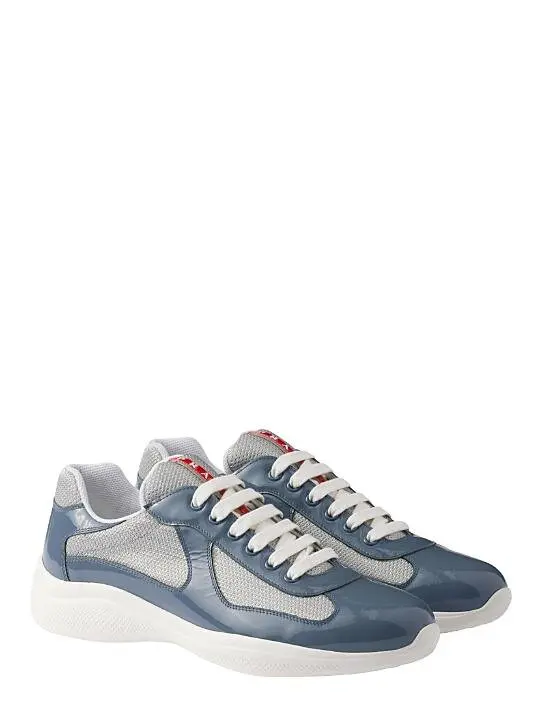 Prada Patent Leather And Technical Fabric America's Cup Sneakers - Blue
